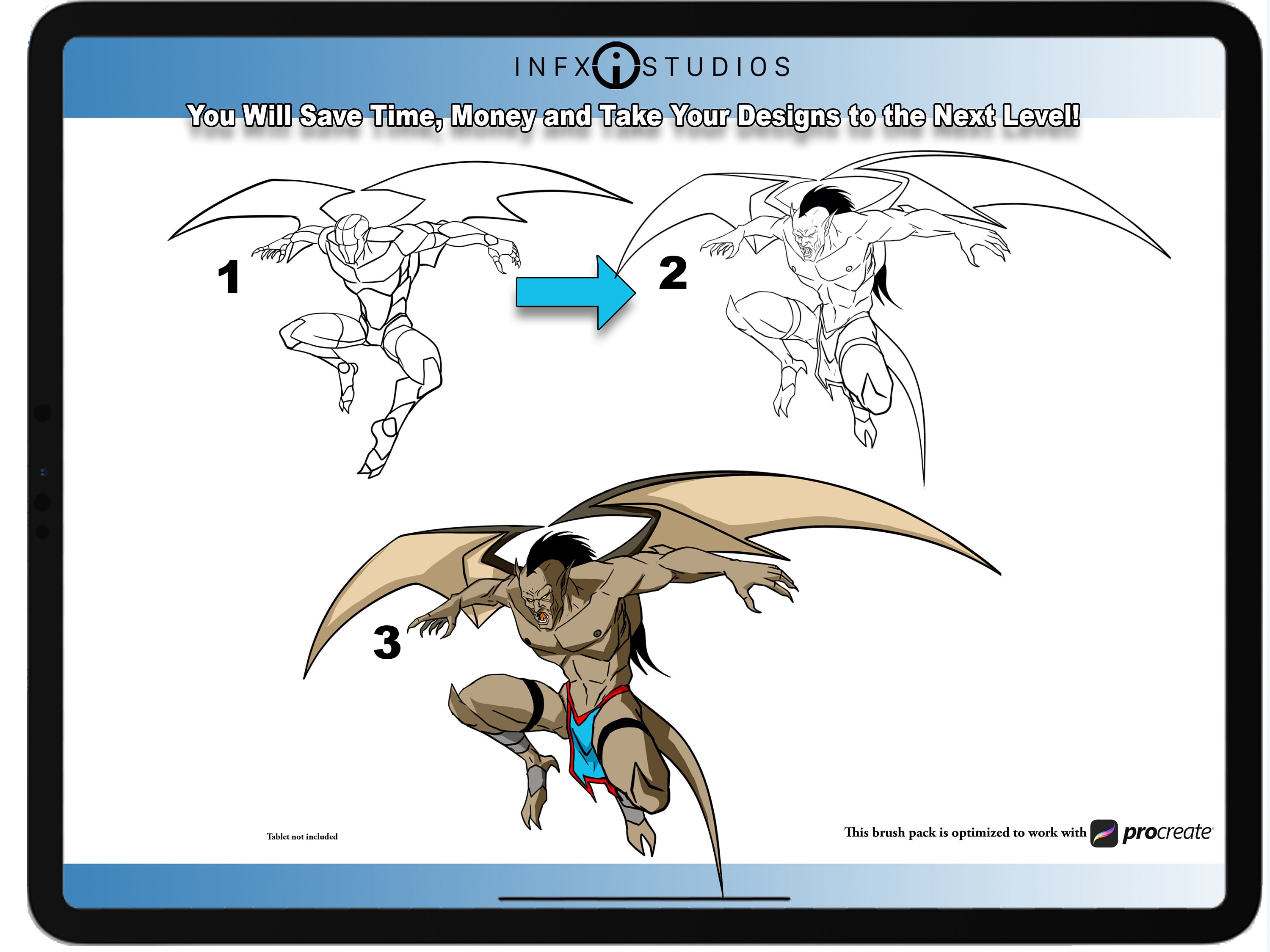 60 Male Angels and Demons Pose Procreate Guide Brushes Anime Style ...