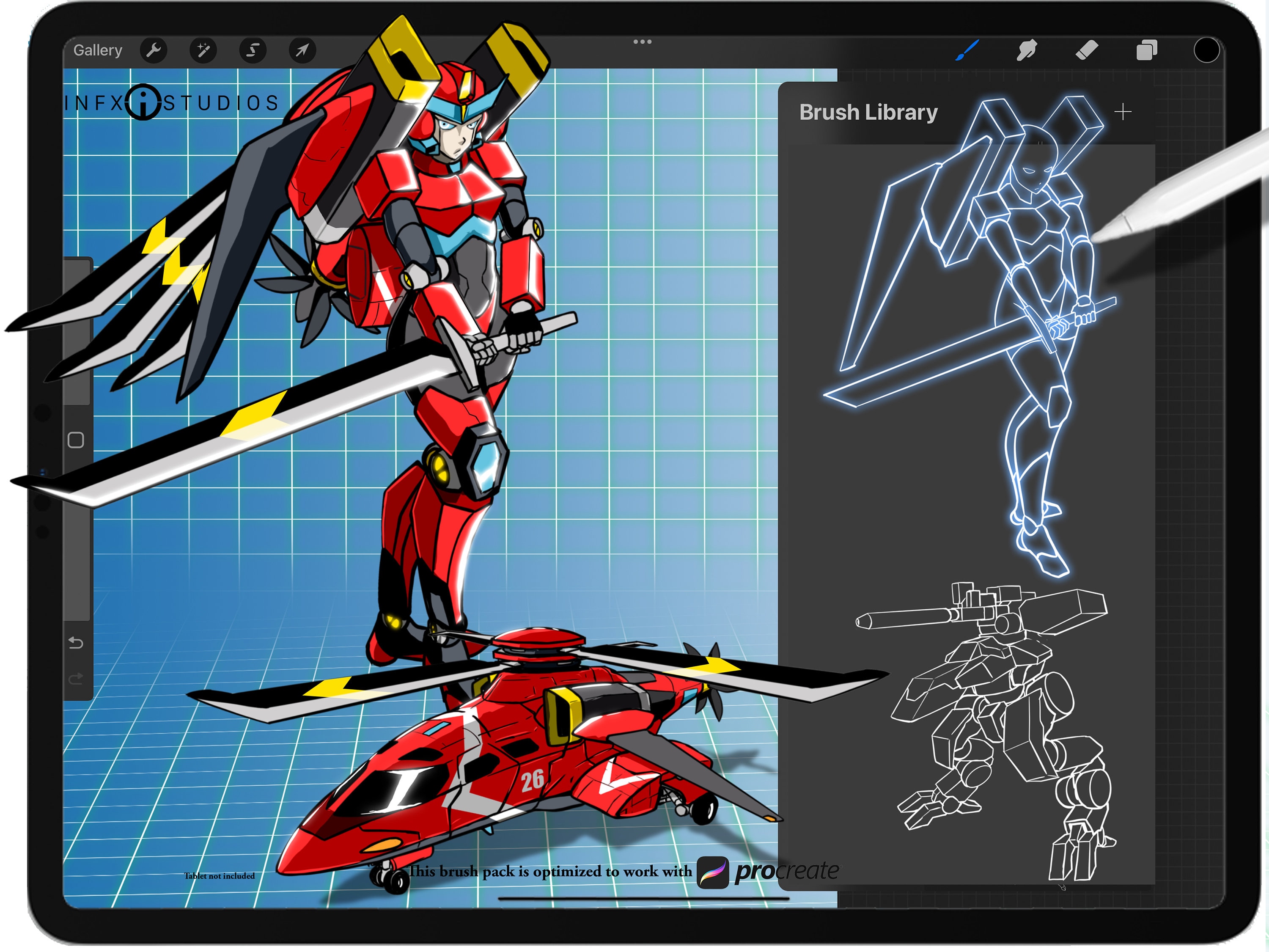 70 Procreate Mechs & Robots Brushes: Anime Pose Guide (digital Download ...