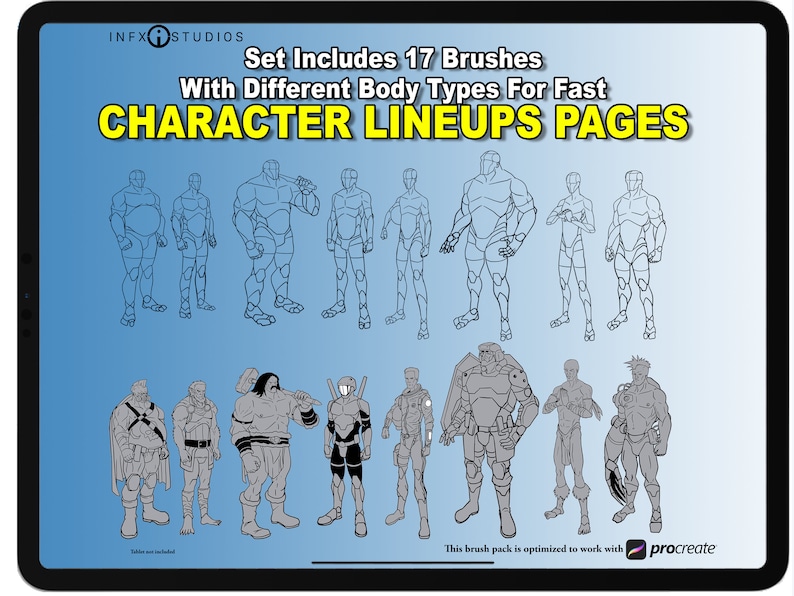 Male Procreate Brushes: Turnaround Character Sheet Guides (digital ...