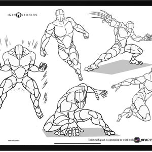 60 Male Superhero Pose Procreate Brushes: Anime Style Stamps (digital ...