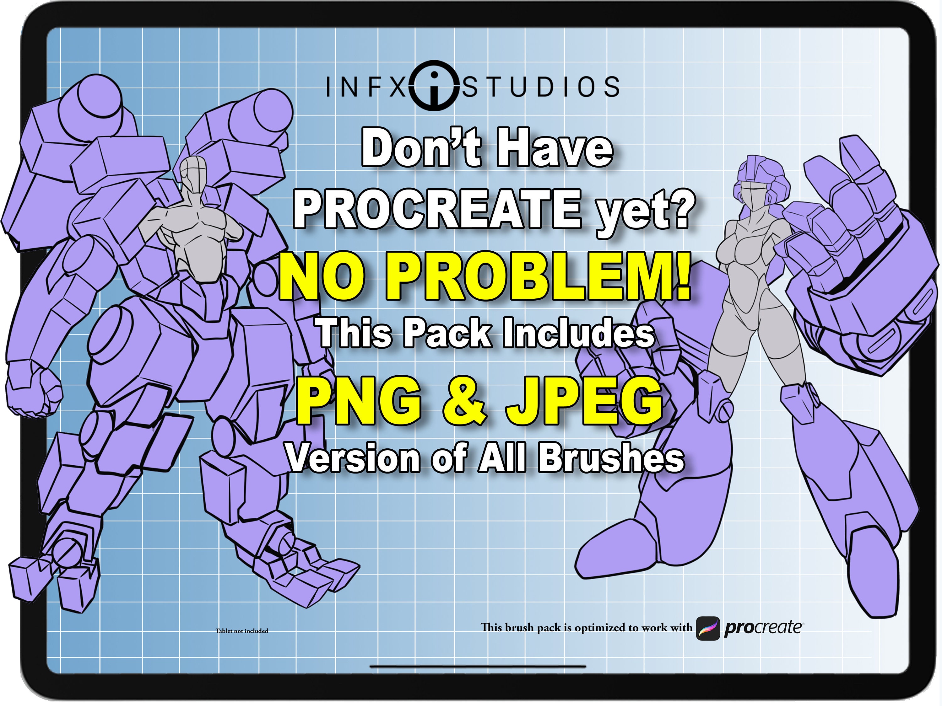 70 Procreate Mechs & Robots Brushes: Anime Pose Guide (digital Download ...