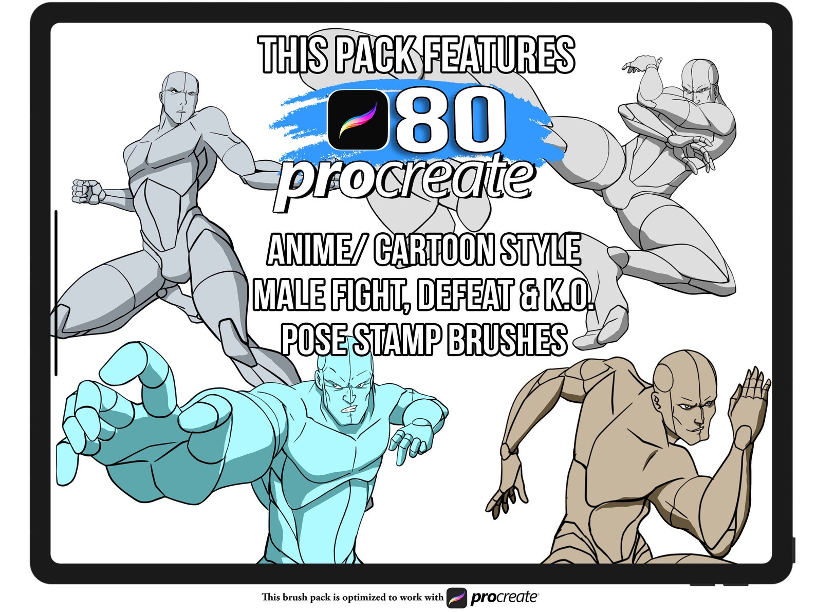 80 Male Fight Defeat Poses Procreate Anatomy Stamps for Hand - Etsy