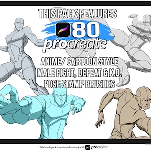 80 Male Fight Defeat Poses, Procreate Anatomy Stamps for Hand Drawn ...