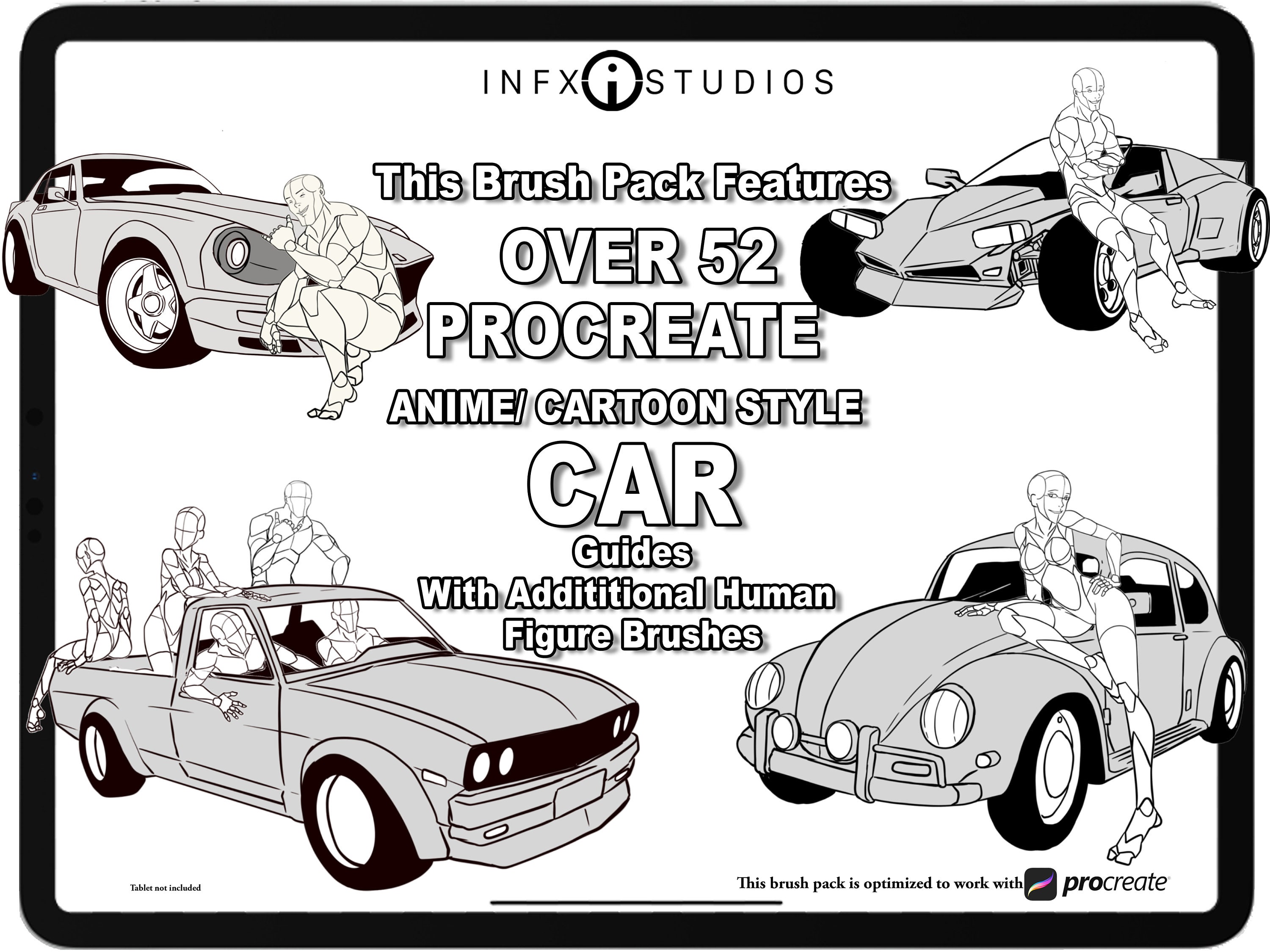 52 Procreate Car Guide Brushes Vehicle Stamps for Artist, Bases Stamp ...