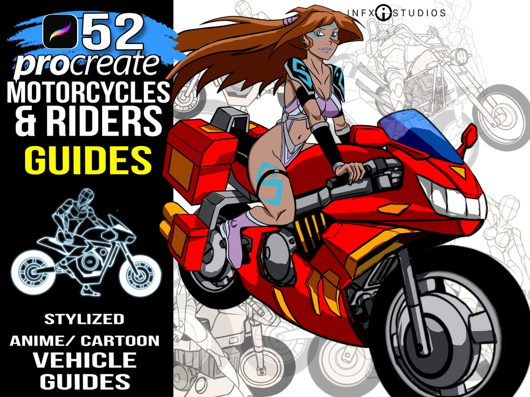 52 Procreate Motorcycles Plus Rider Guide Brushes. Motorcycle Rider ...