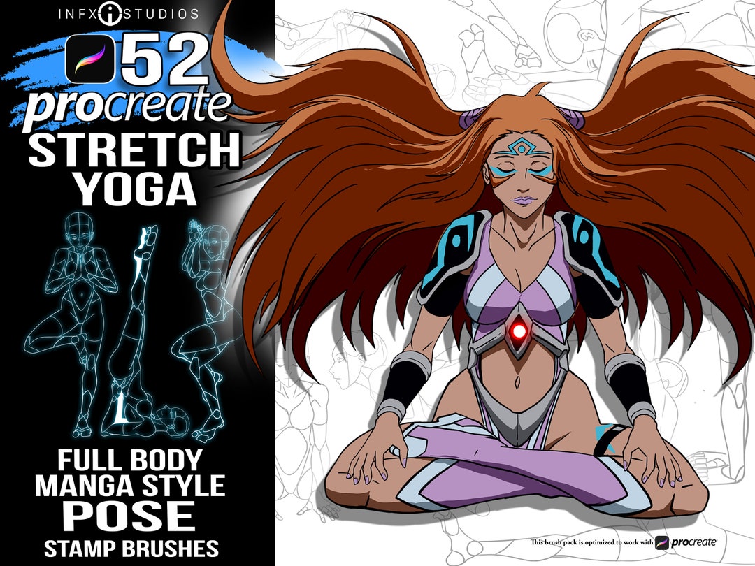 52 Female Exercise/ Stretch Poses Procreate Anime Style Brush - Etsy