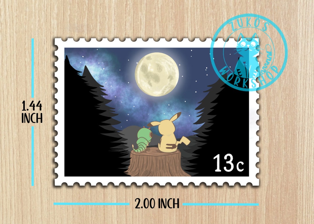 Pokemon Caterpie Pikachu S1E3 Stamp Sticker Decal | NOT POSTAGE | Vinyl ...