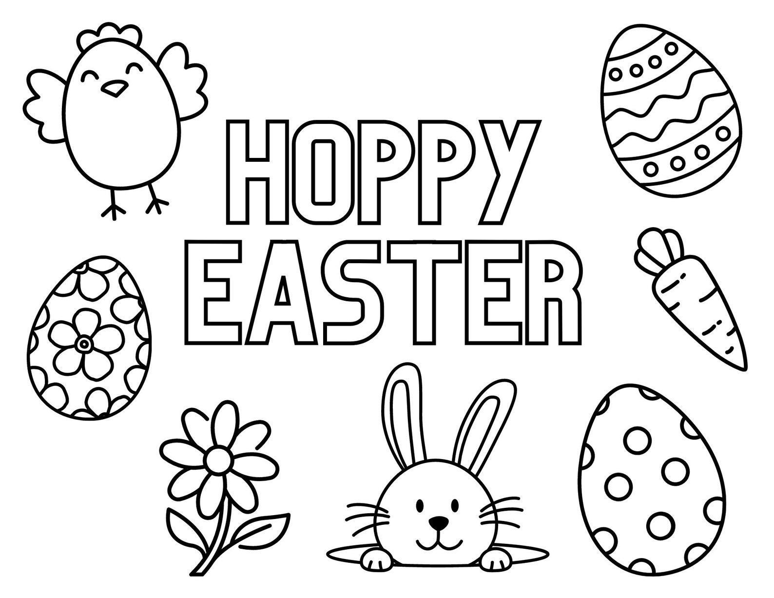 Hoppy Easter Colouring Page: Digital Download - Etsy