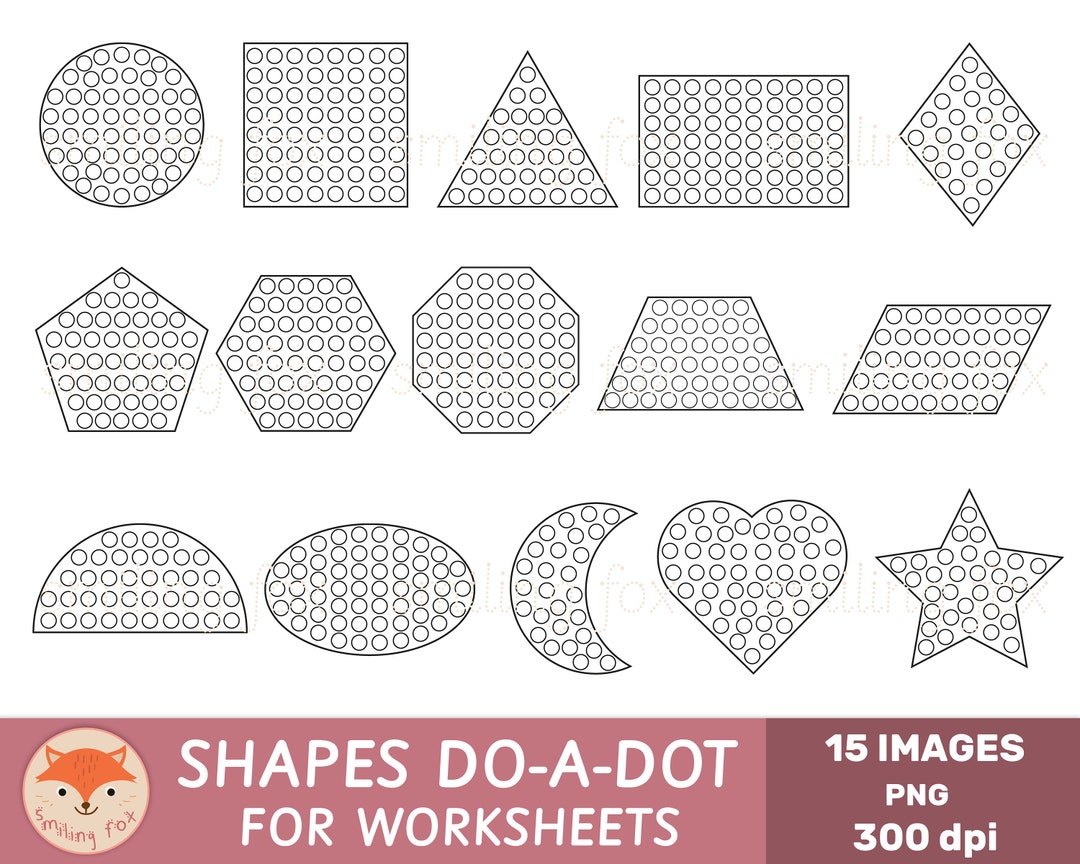 Shapes Do-a-dot Clip Art, Math Clipart, Geometry for Kids, Dot Painting ...