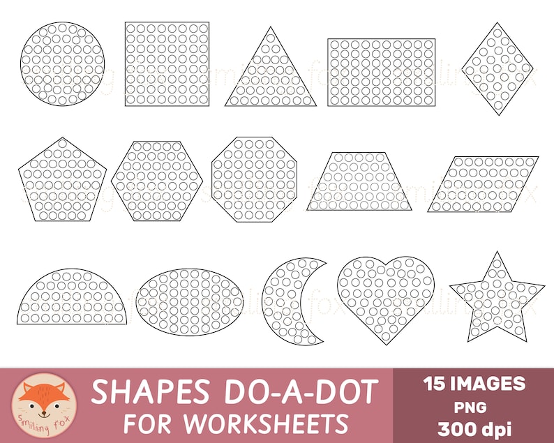 Shapes Do-a-dot Clip Art, Math Clipart, Geometry for Kids, Dot Painting ...
