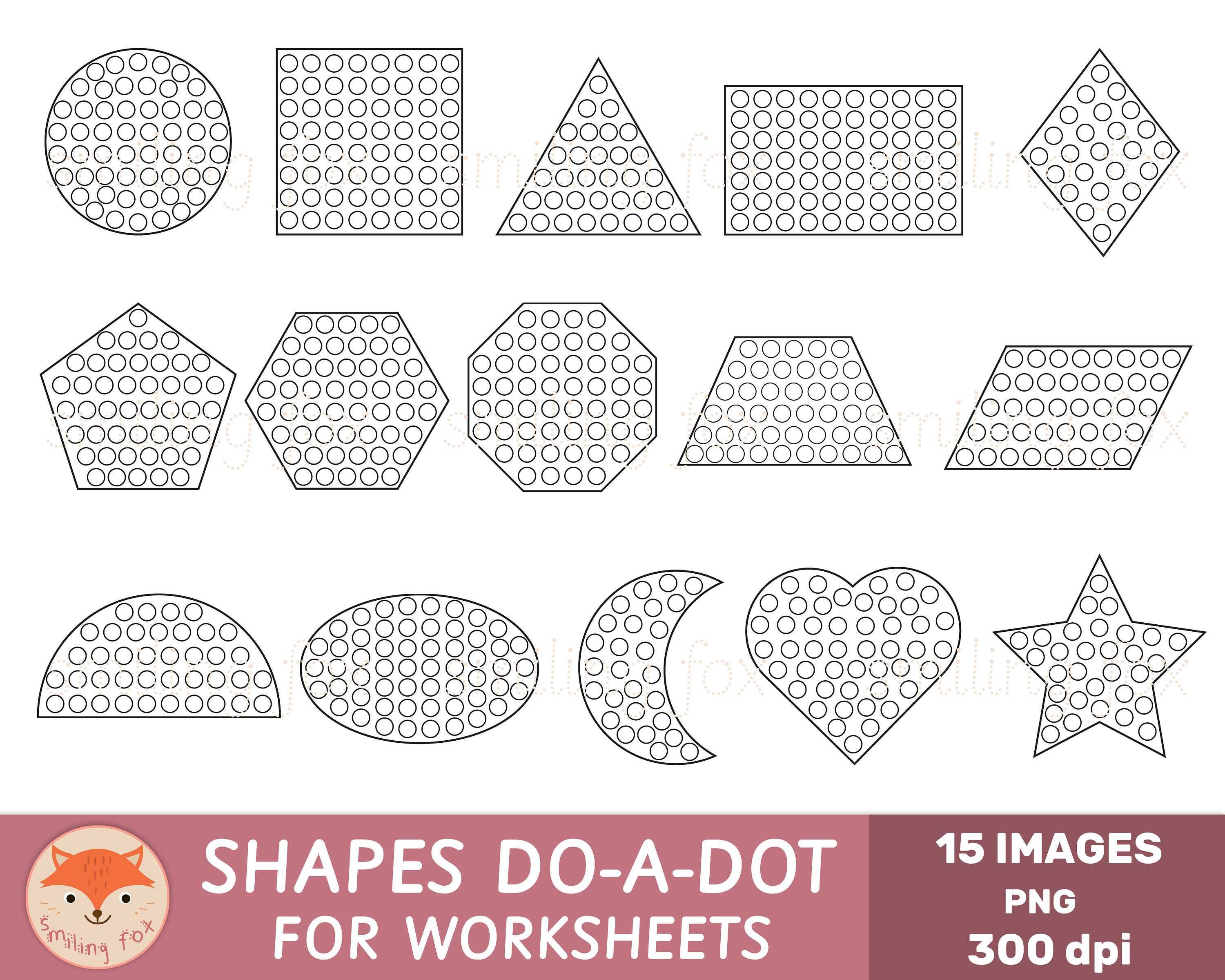 Shapes Do-a-dot Clip Art, Math Clipart, Geometry for Kids, Dot Painting ...