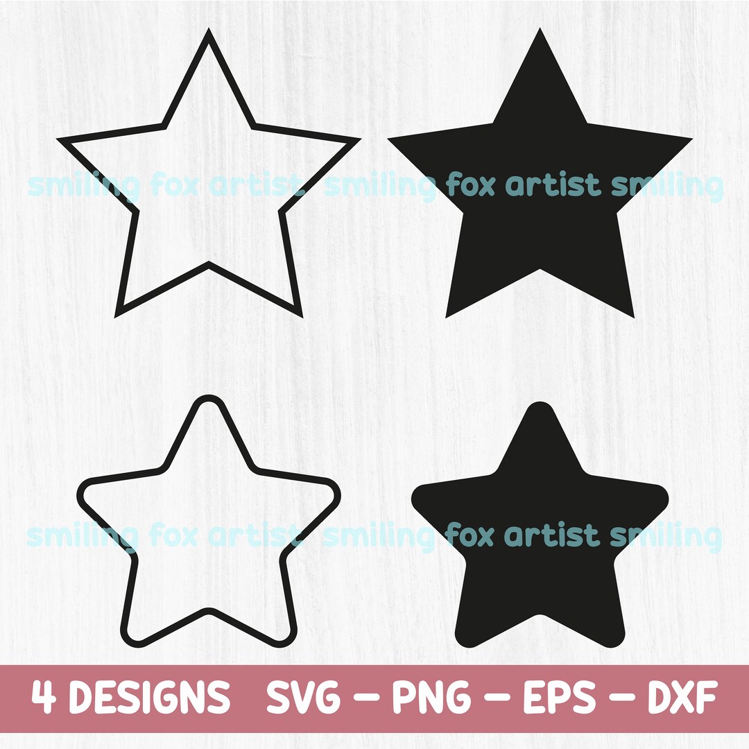Star SVG, Rounded Stars, Outline Stars, Cute PNG Clipart, Designs ...