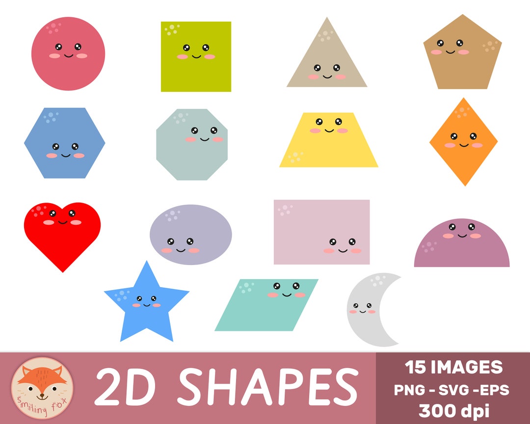 Shapes Clip Art 2D Shapes Clipart PNG SVG EPS Vector - Etsy