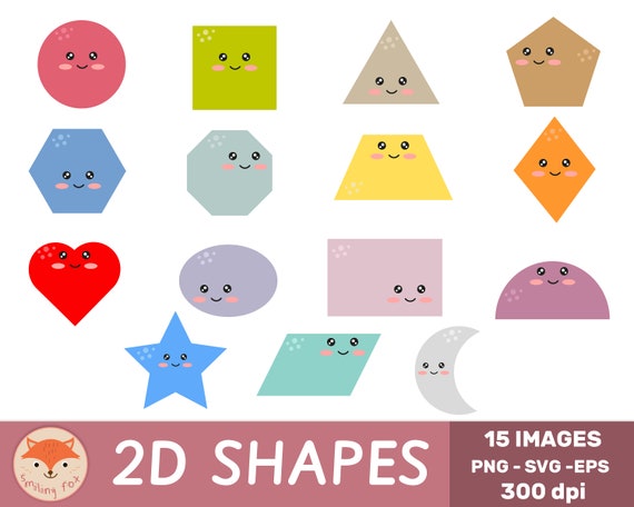 Shapes Clip Art 2D Shapes Clipart PNG SVG EPS Vector - Etsy India