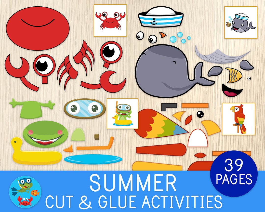 Summer Cut & Glue Activities Preschool Kindergarten First - Etsy