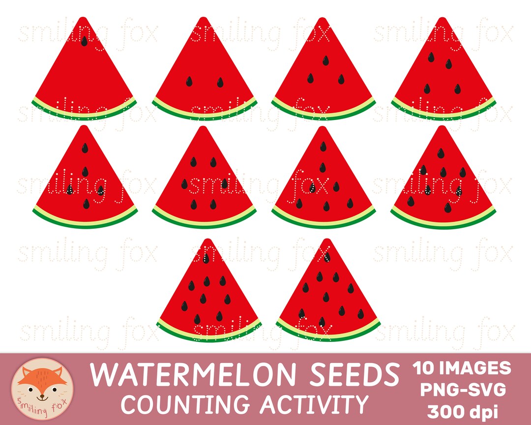 Juego de conteo de semillas de sandía Clip Art, imágenes prediseñadas ...