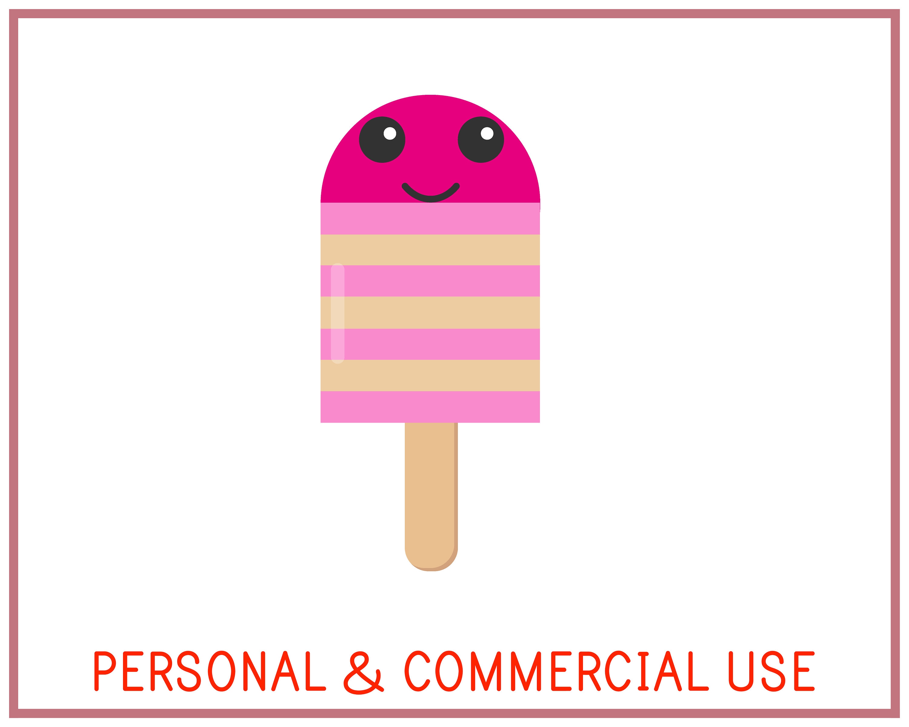 Popsicles Clip Art, Cute Summer Images, Kawaii Style, Ice Cream, 12 PNG ...
