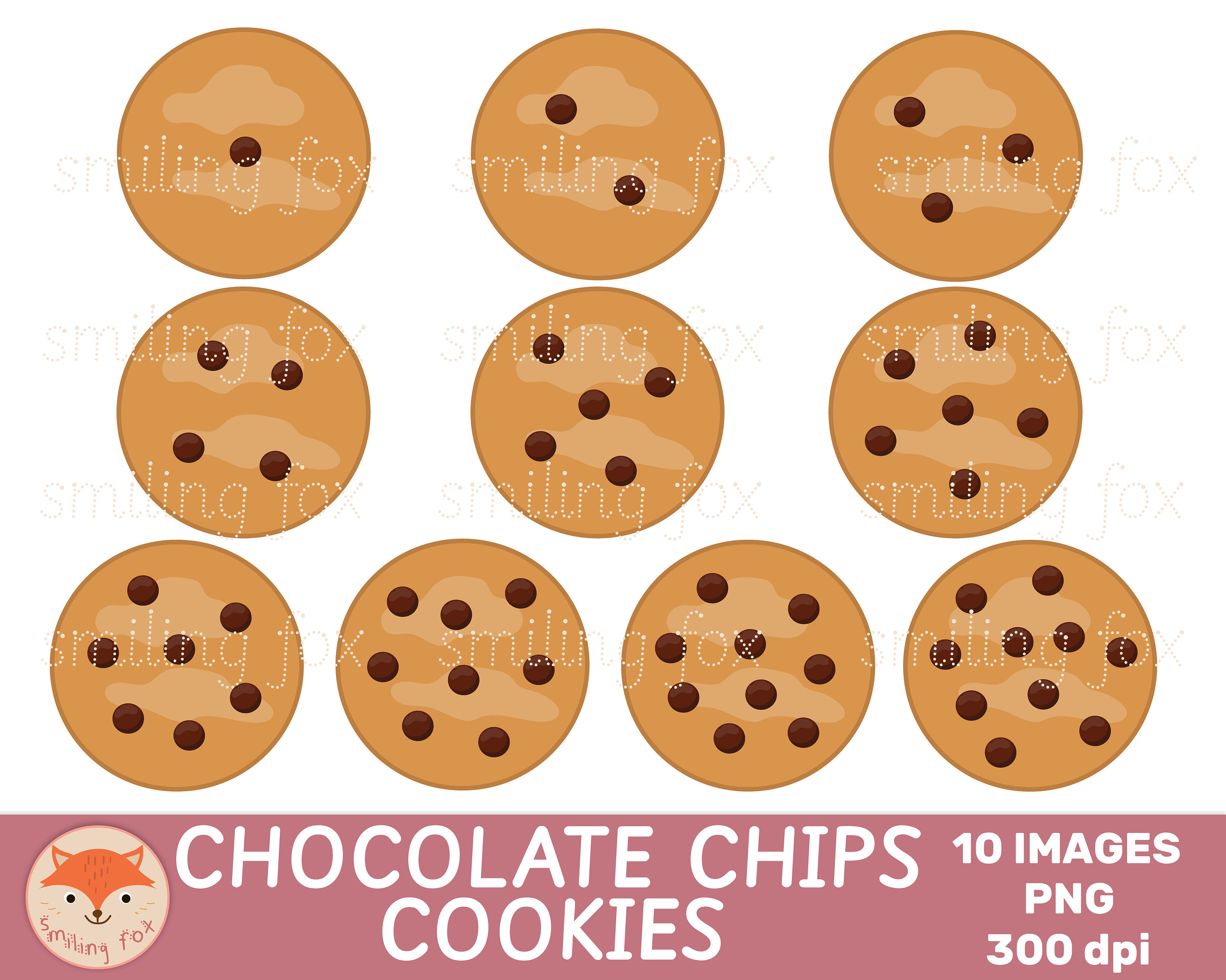 Chocolate Chips Cookies Clip Art Counting Game PNG - Etsy