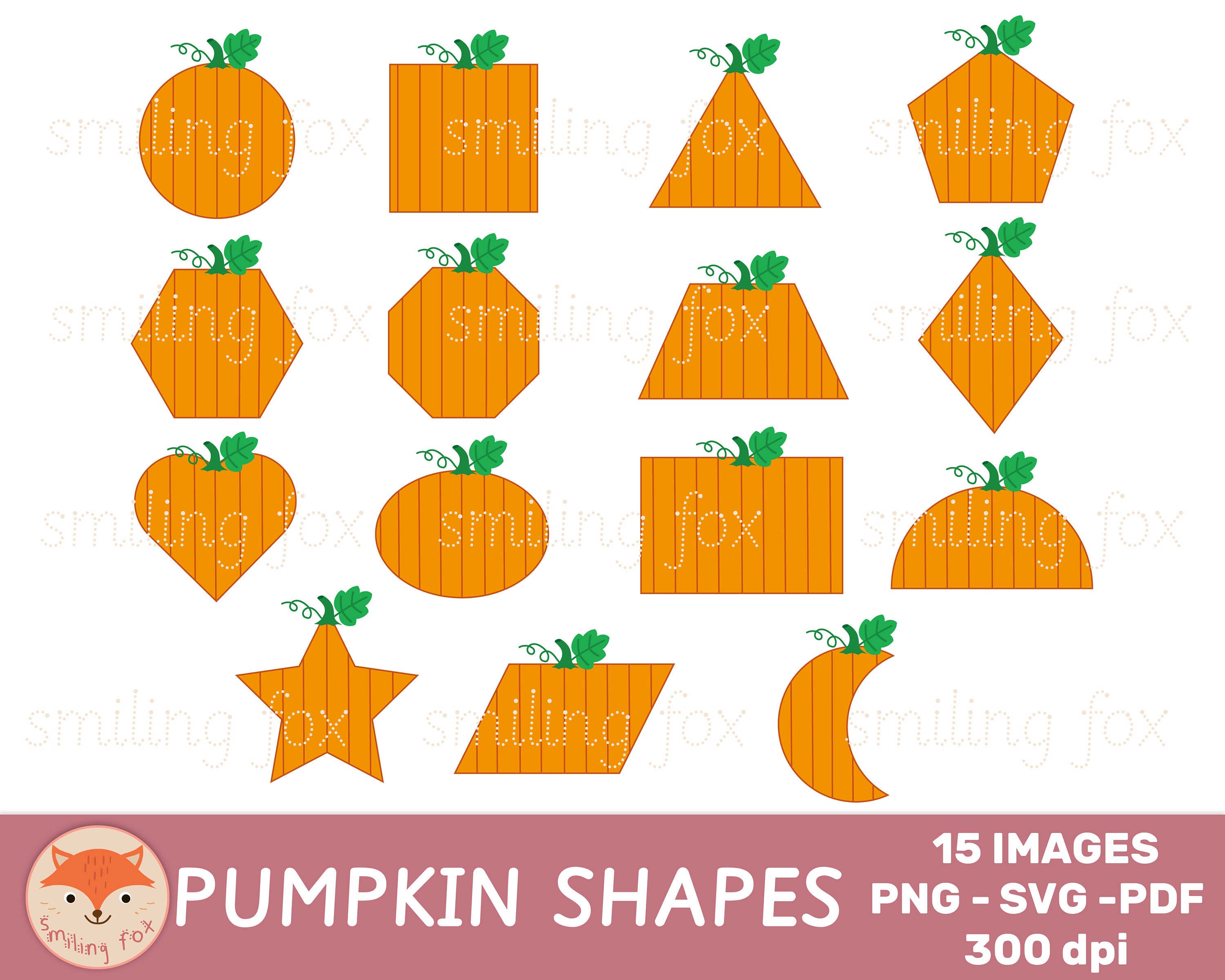 Pumpkin Shapes Clip Art 2D Shapes Clipart Fall Autumn - Etsy