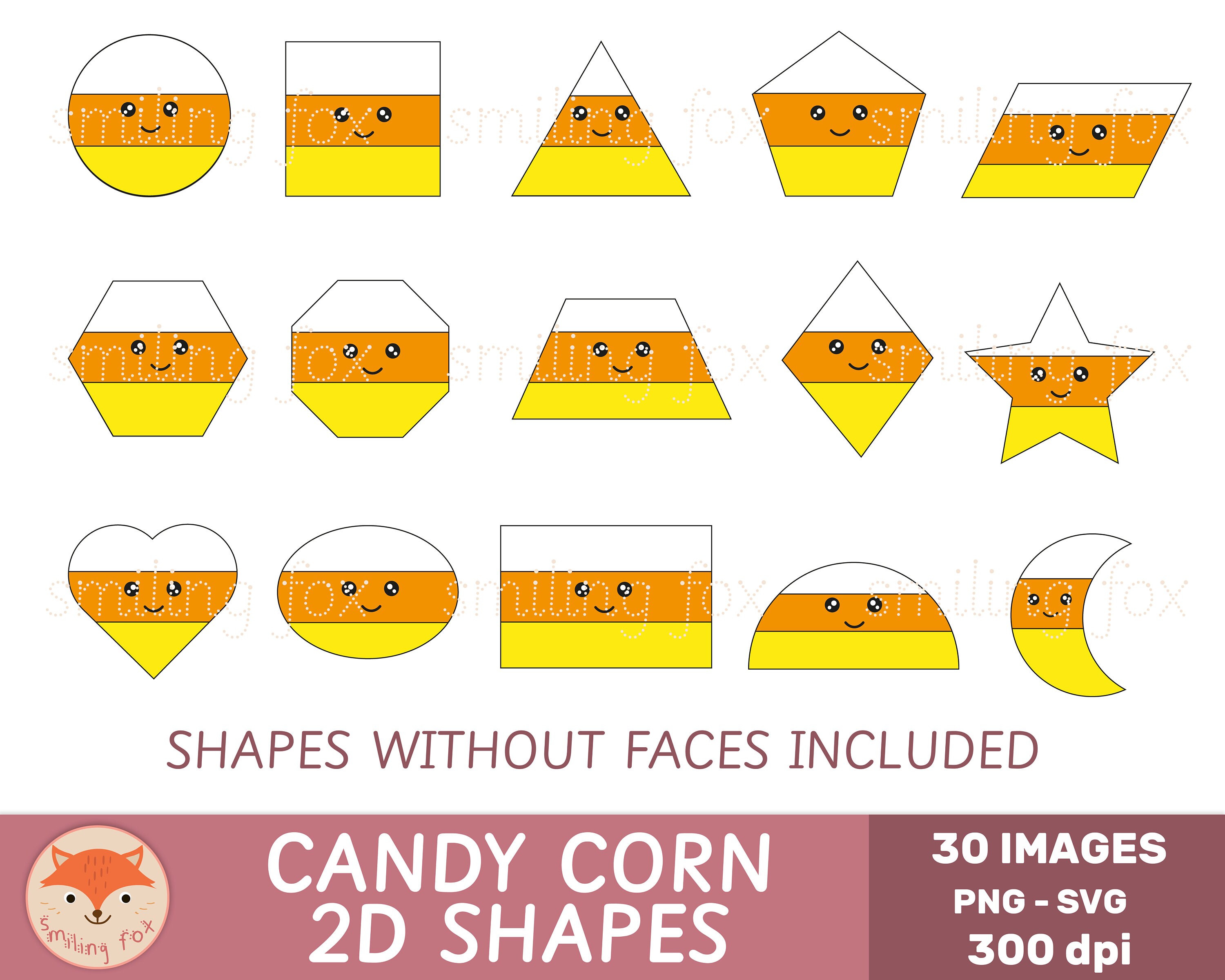 Candy Corn Shapes Clip Art, 2D Shapes Clipart, PNG, SVG, Vector Images ...