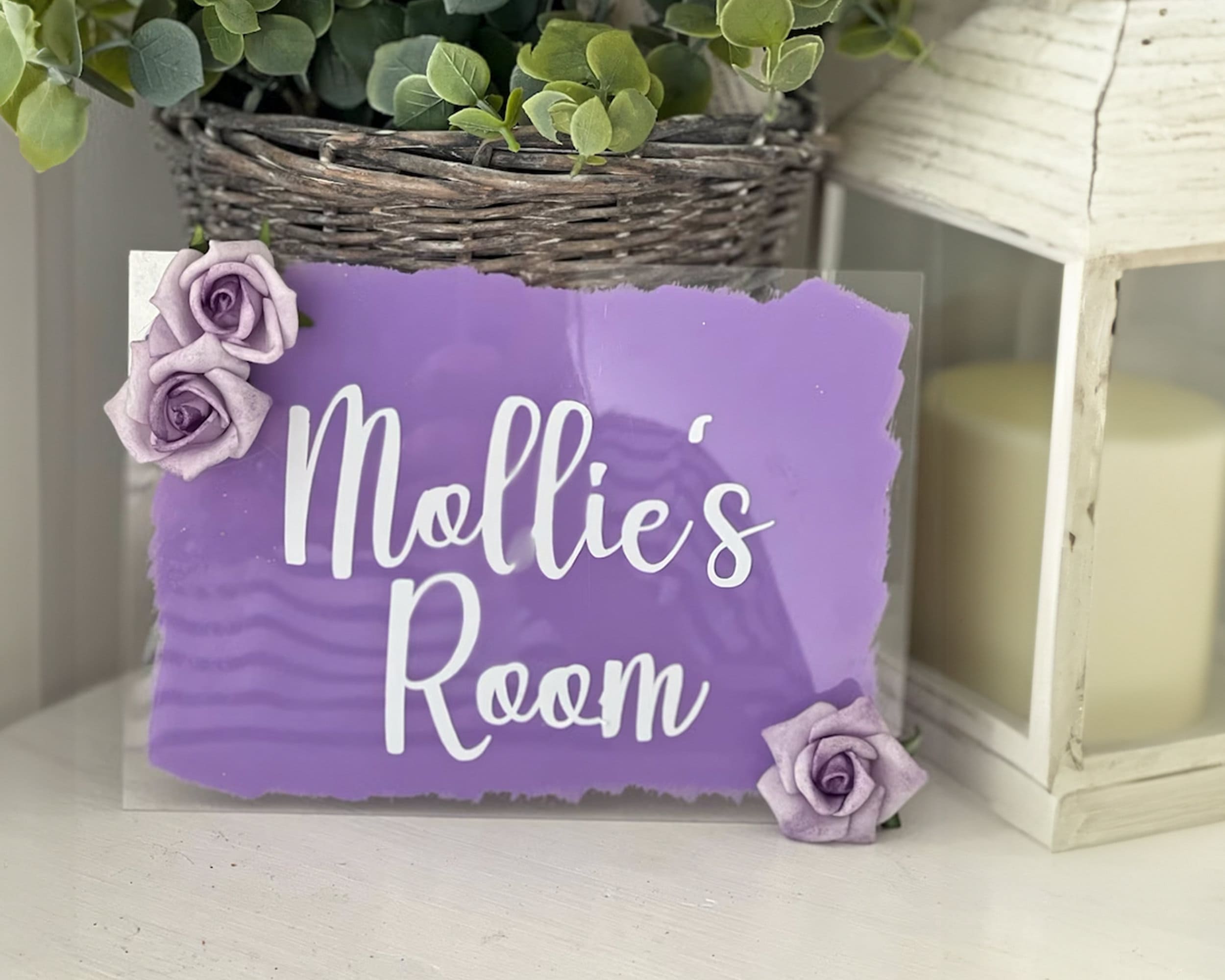 Girls Bedroom Door Sign Personalised With Name Pink, Blue, Purple ...