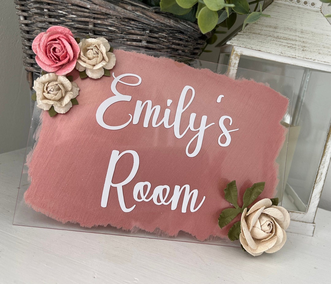 Girls Bedroom Door Sign Personalised With Name Pink, Blue, Purple ...