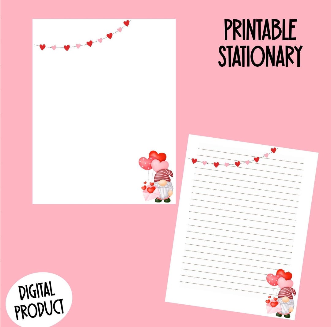 Valentines Day Printable Stationary, Printable Writing Paper, Letter ...