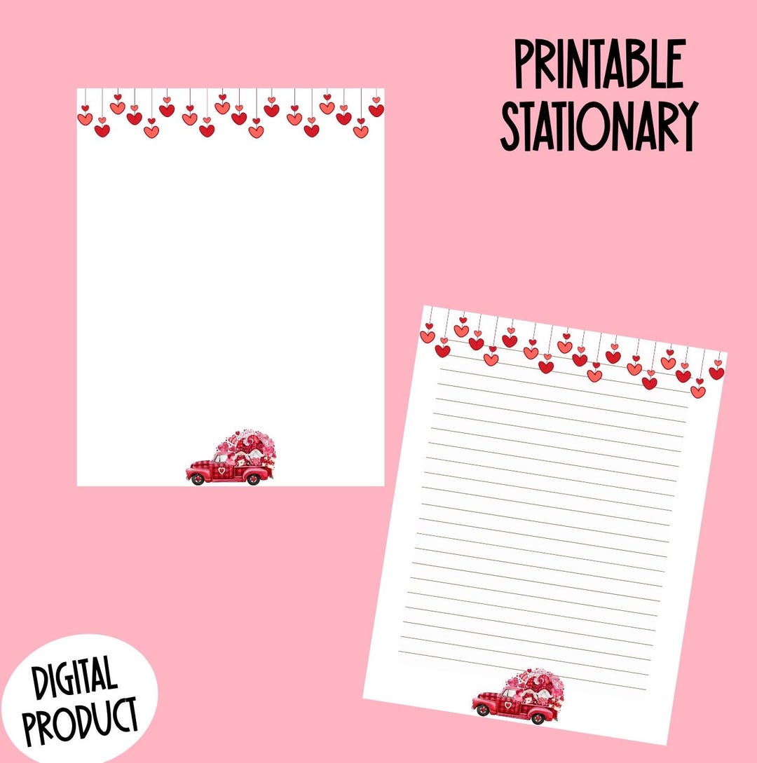 Valentines Day Printable Stationary, Printable Writing Paper, Letter ...
