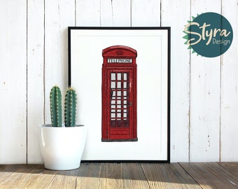 Telephone Box Poster - Etsy