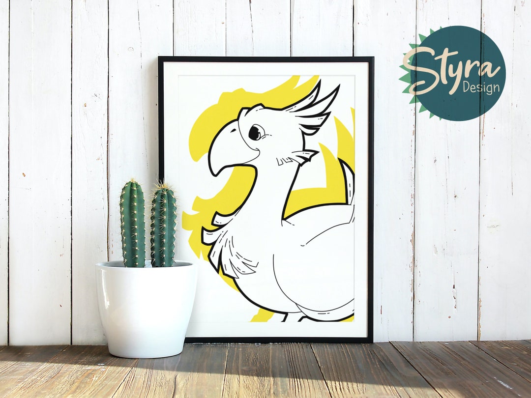Chocobo Print, Final Fantasy Wall Art, Gamer Decor, Home Gift Idea, 4x6 ...
