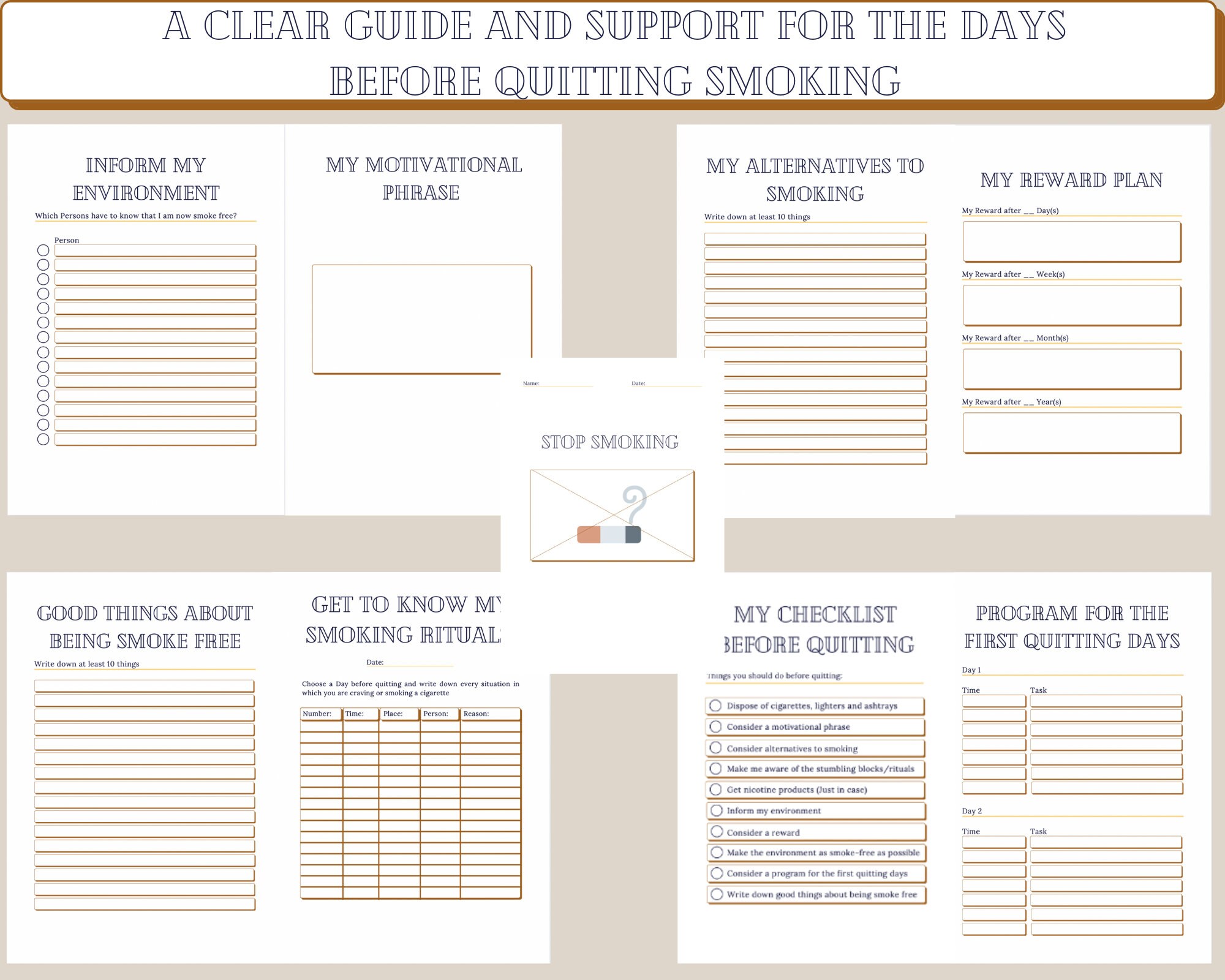 The Printable Smoke Free Guide and Tracker Stop Smoking Quit Smoking ...