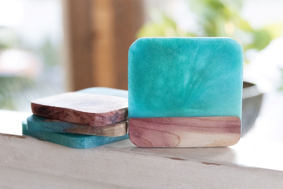 Custom Handmade Wooden Epoxy Coasters Wood Epoxy Coaster Set Handmade Coasters Wood Coaster Set Resin Stylish Drink Coasters Etsy
