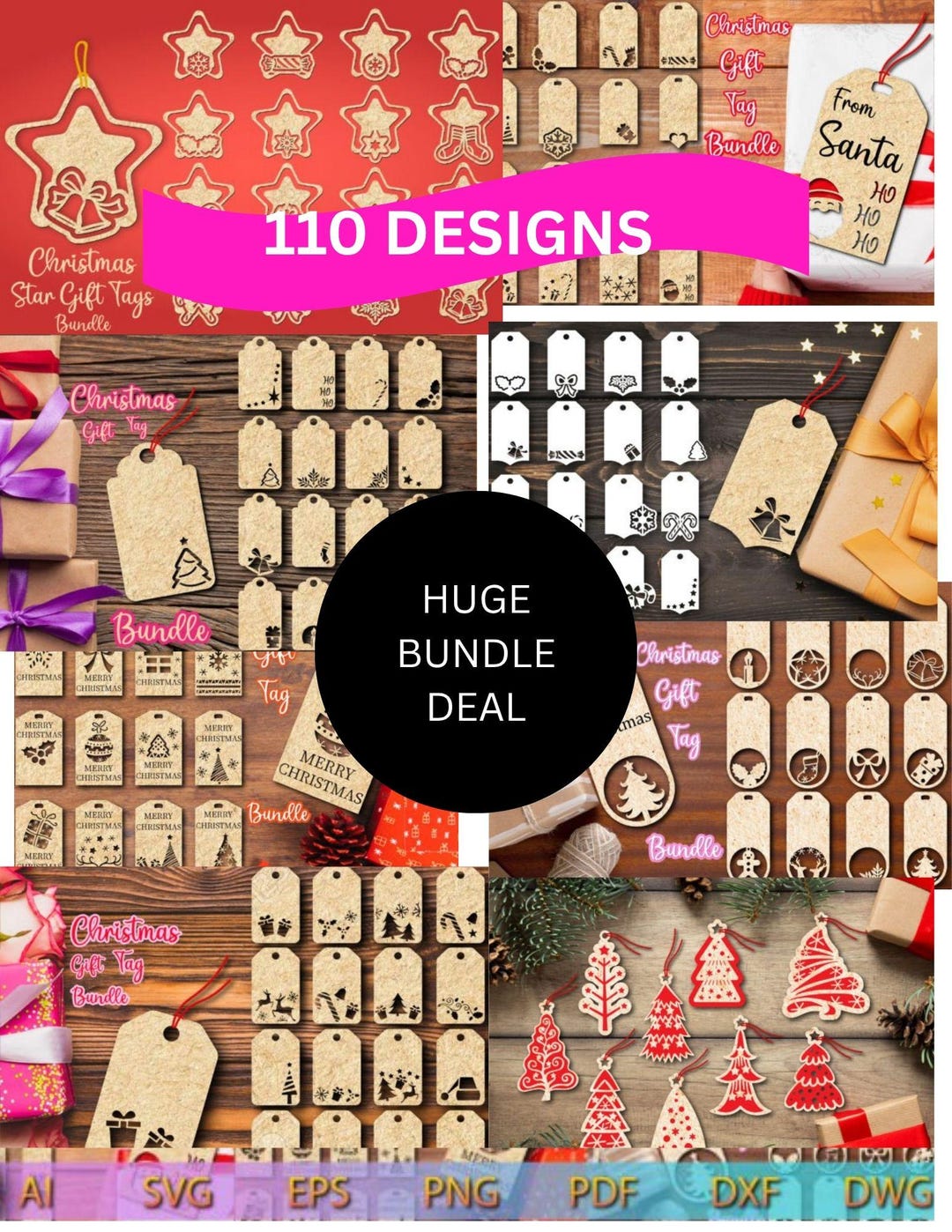 Huge Christmas Gift Tags Bundle, PNG, SVG, 110 + - Etsy