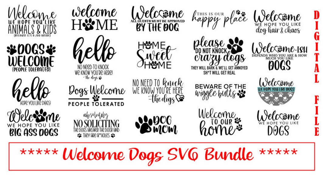 Welcome Dogs SVG Bundle, Welcome Dog Rounds, Welcome Dogs Wood Round ...