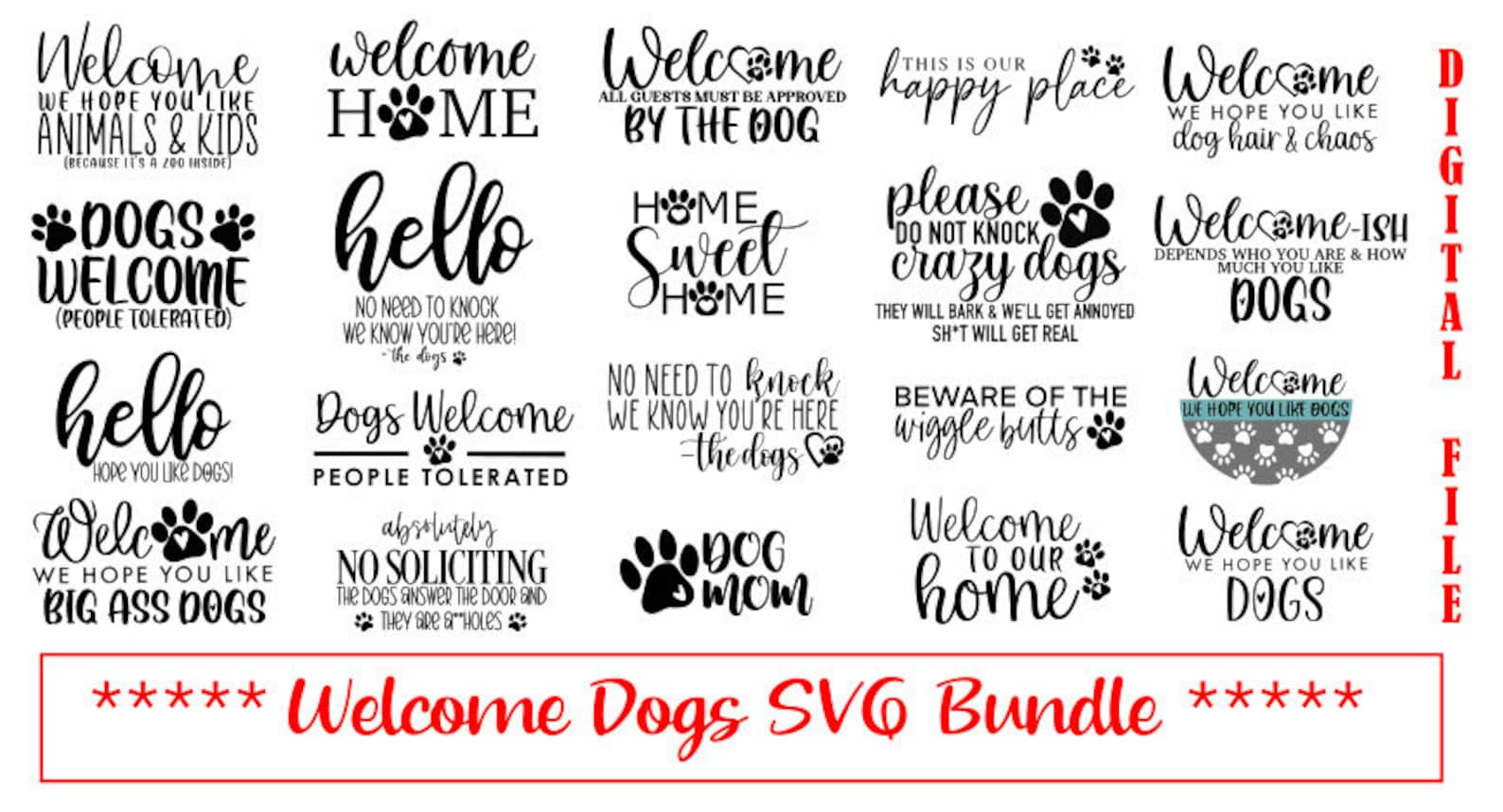 Welcome Dogs SVG Bundle, Welcome Dog Rounds, Welcome Dogs Wood Round ...