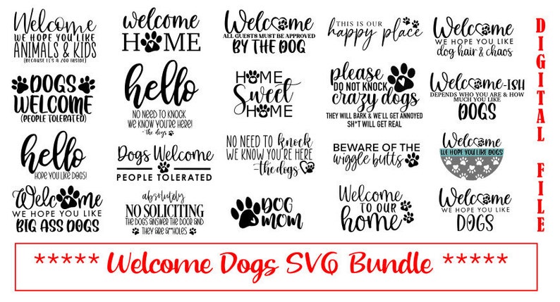 Welcome Dogs SVG Bundle, Welcome Dog Rounds, Welcome Dogs Wood Round ...