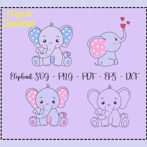Baby Elephant SVG, Baby Elephant PNG, Baby Elephant PDF, Door Hangers ...
