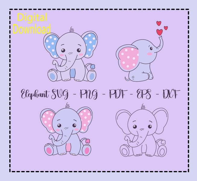 Baby Elephant SVG, Baby Elephant PNG, Baby Elephant PDF, Door Hangers ...