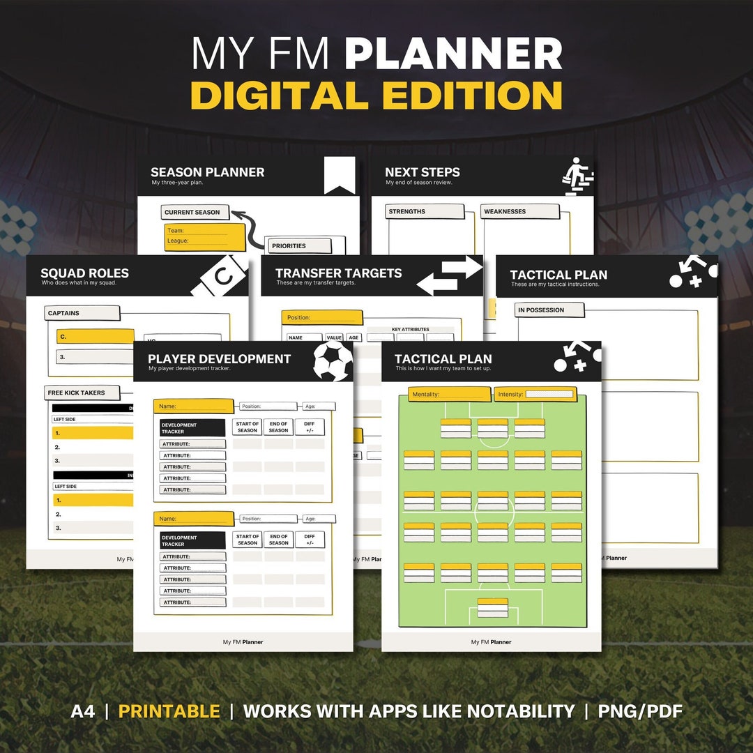 Football Manager 2024 Digital Planner - Works With Apps Like Notability ...