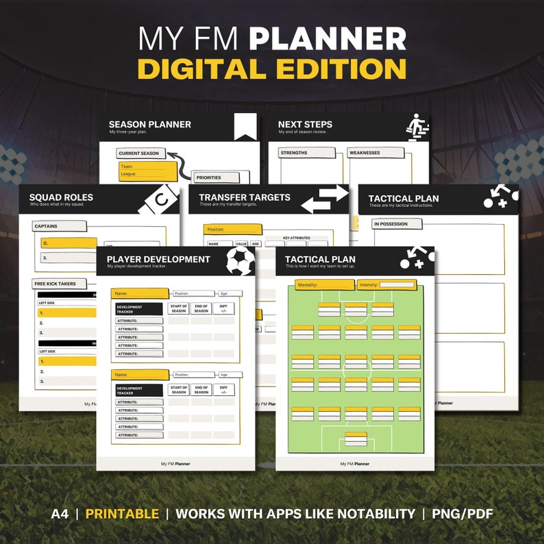 Football Manager 2024 Digital Planner - Works With Apps Like Notability ...