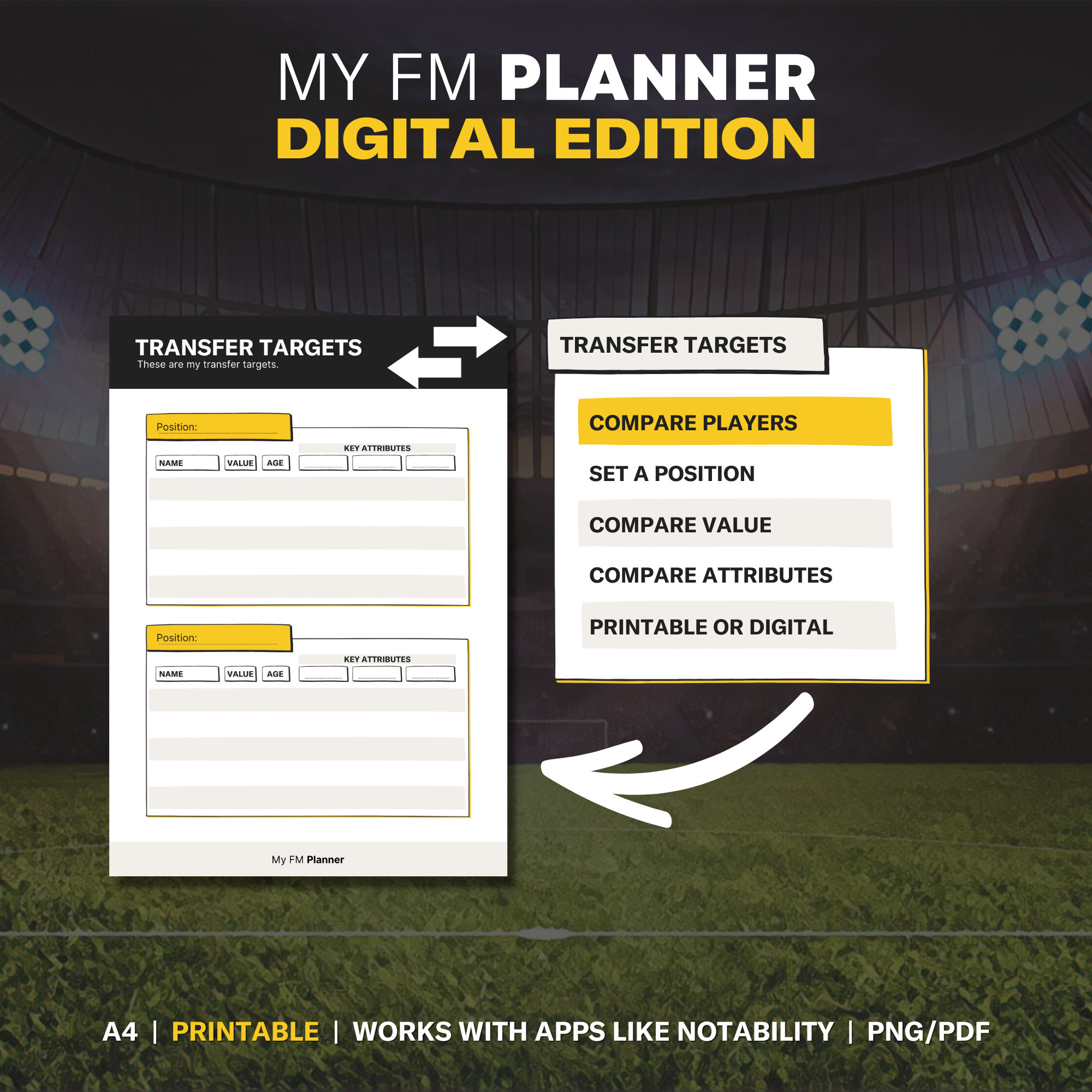 Football Manager 2024 Digital Planner - Works With Apps Like Notability ...