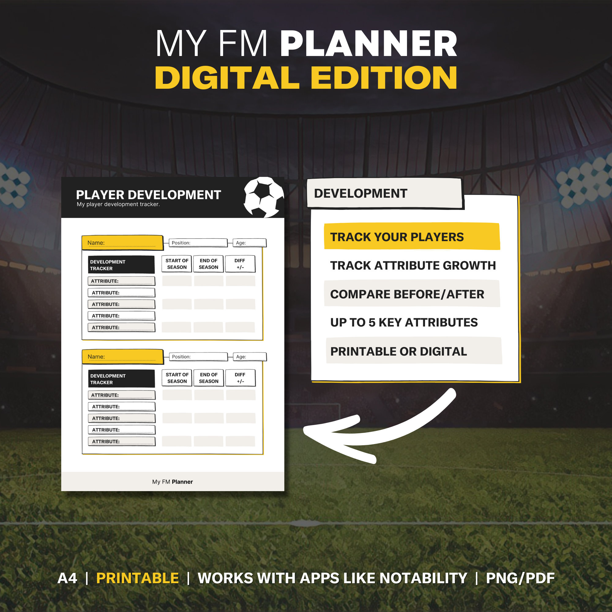 Football Manager 2024 Digital Planner - Works With Apps Like Notability ...