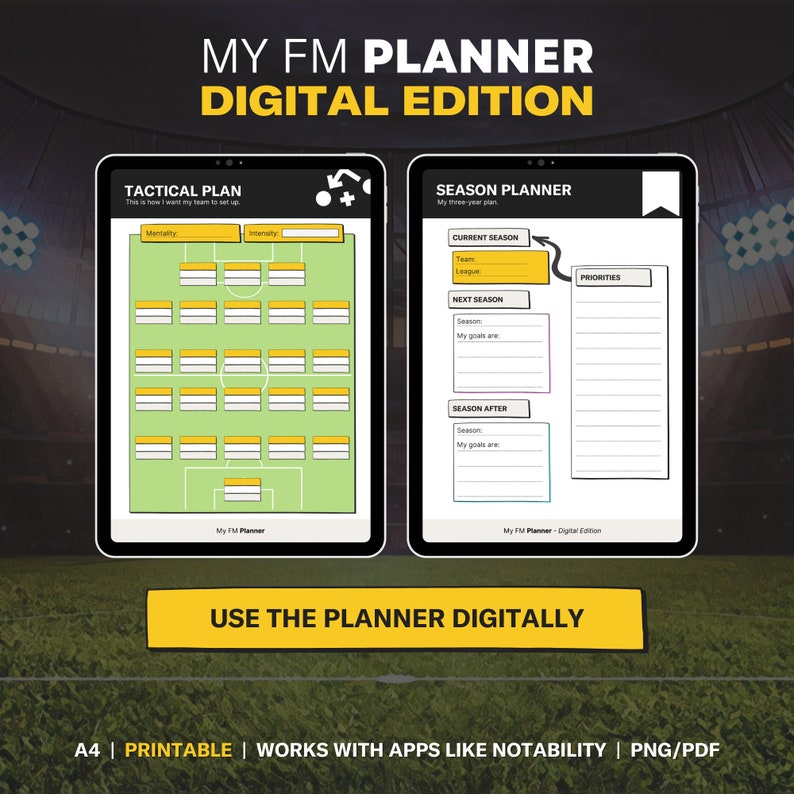 Football Manager 2024 Digital Planner - Works With Apps Like Notability ...