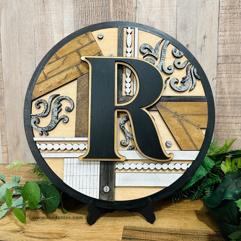 Rustic Round Monogram Initials, Farmhouse Letters, Monogram Shelf ...