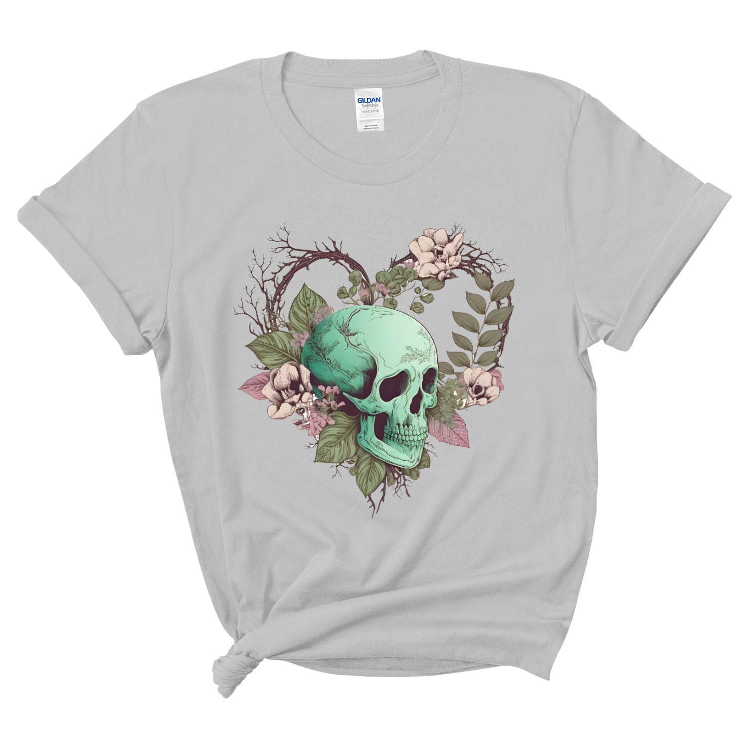 Bloom Skull Shirt | Flower Skull Skeleton Shirt | Floral Skull Shirt ...