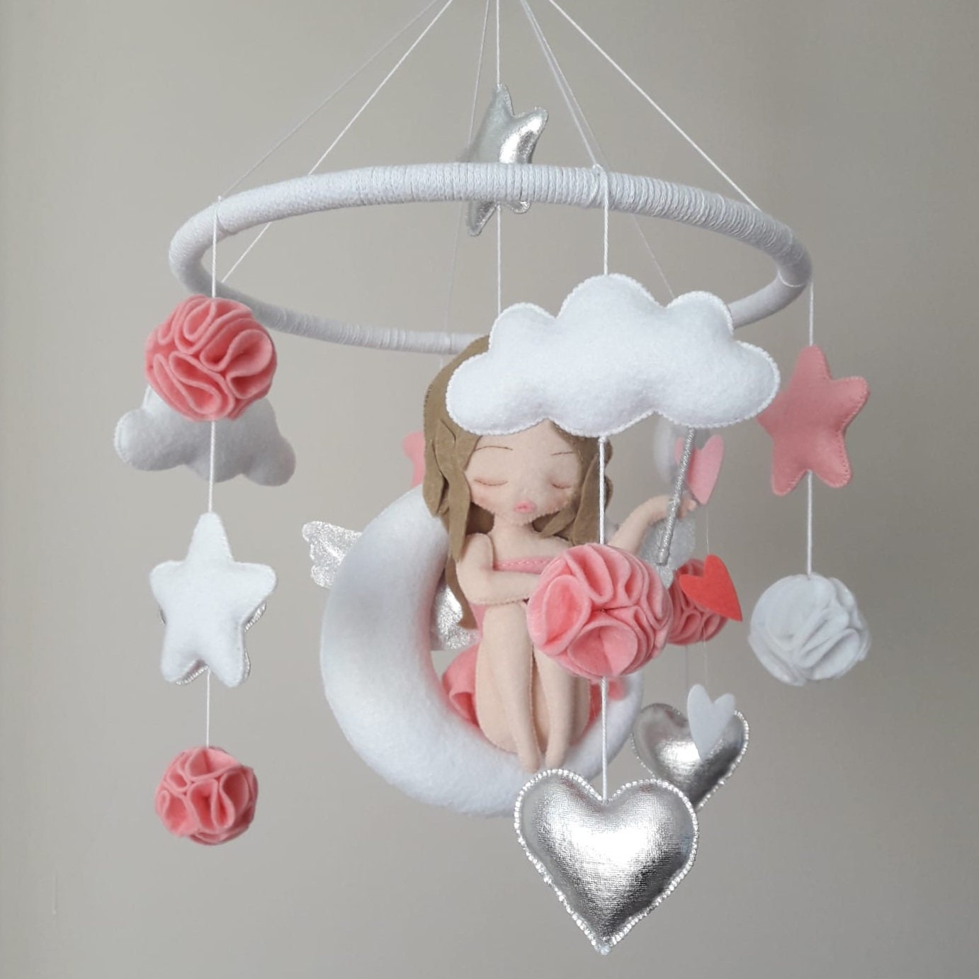 Felt Angel Baby Mobile Fairy Nursery Mobile Angel Cot - Etsy Australia