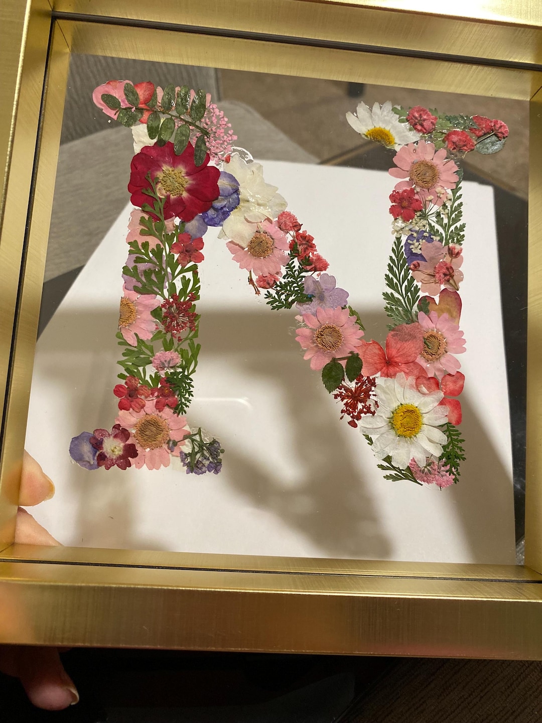 Pressed Flower Initial Art, Custom Floral Letter, Framed Monogram a ...