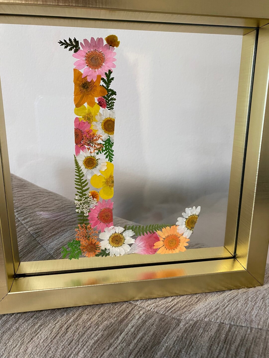 Pressed Flower Initials Custom Color Scheme Framed Art Personalized ...