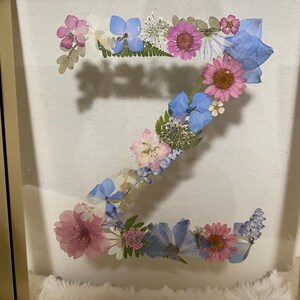Pressed Flower Letter Art - Framed Floral Monogram - Botanical Initial ...