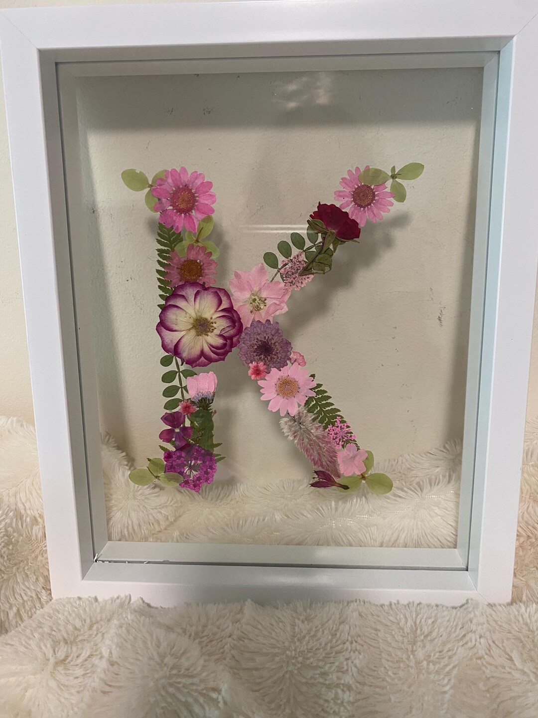Custom Pressed Flower Initial Art, Floral Letter Frame, Nursery Decor ...